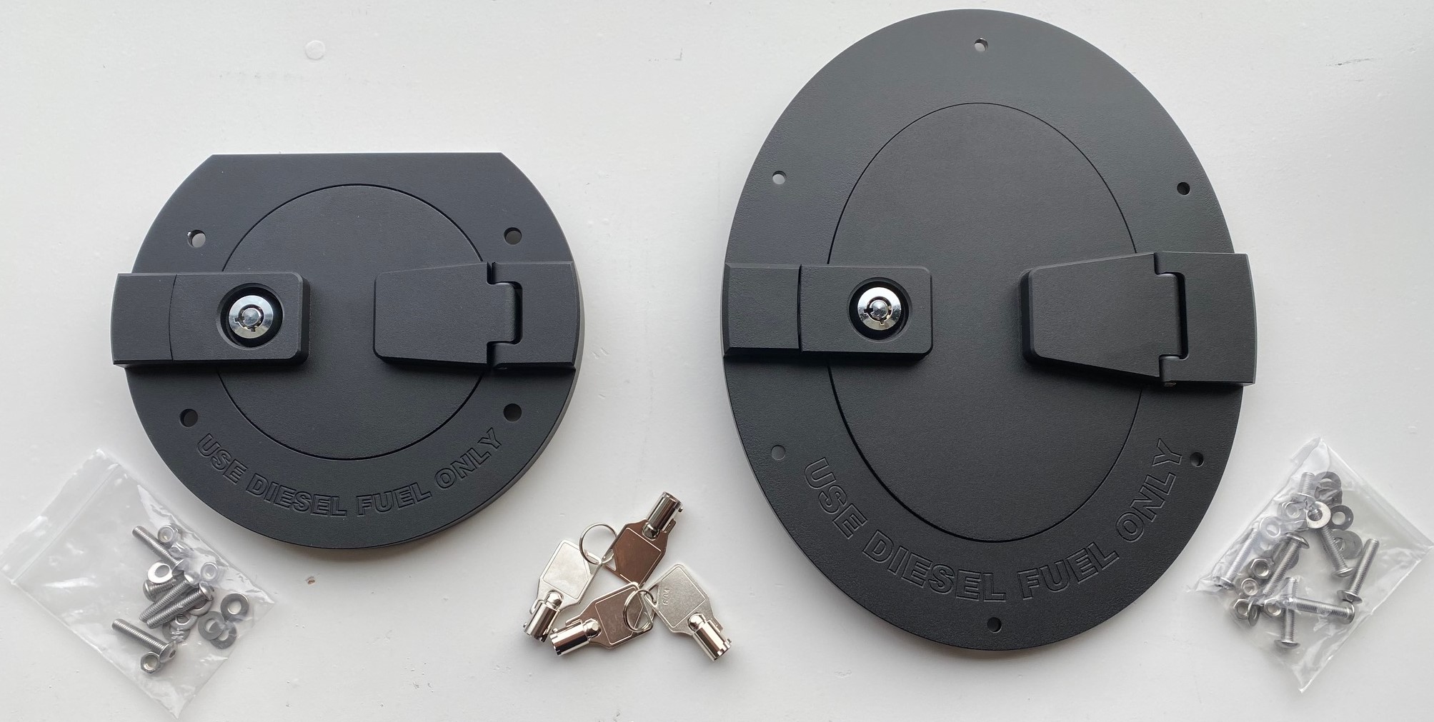 HUMMER H1 BILLET ALUMINUM BLACK LOCKING FUEL DOOR SET "USE DIESEL FUEL ...