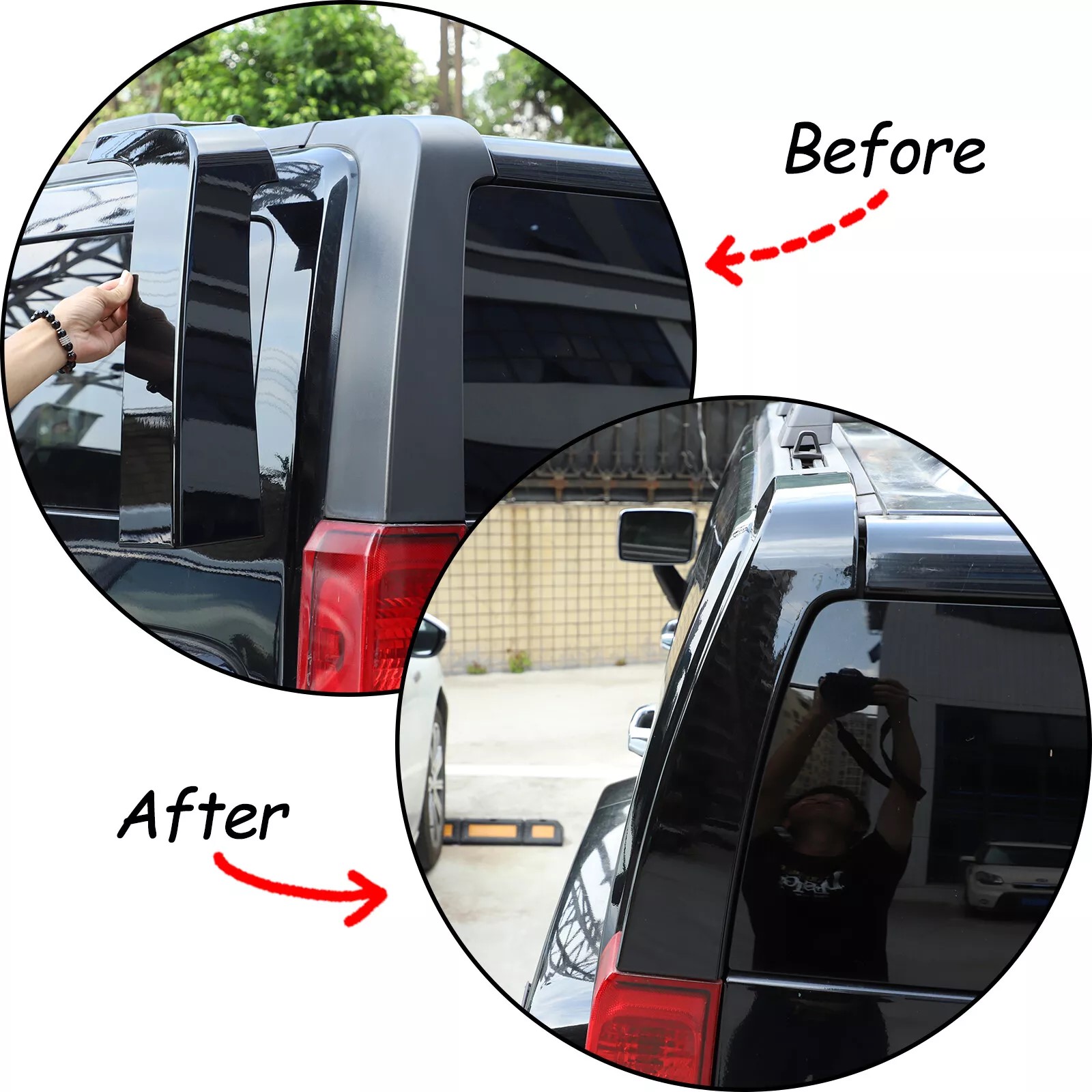 HPC Hummer H3 Gloss Black Rear D Pillar Trim Set: Hummer Parts Club