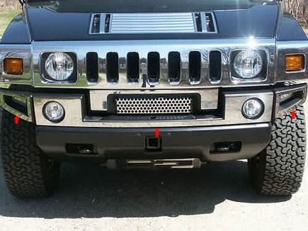 HPW Hummer H2 & SUT Stainless Steel 3 Piece Front Bumper Trim Cover Set ...
