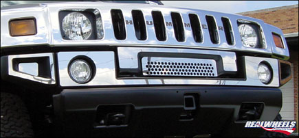 Real Wheels Hummer H2 Stainless Steel Front Upper Bumper Overlay Kit ...