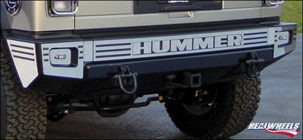 Real Wheels Hummer H2 Stainless Steel Slotted Rear Upper Bumper Overlay ...